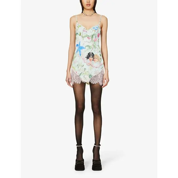 fiorucci cocktail dress Fiorucci Alpine Angels Mini Bodice Dress In Green - Multi
