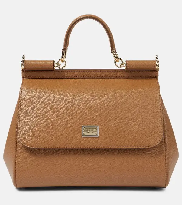 Dolce & Gabbana Sicily Large Leather Shoulder Bag - Brown