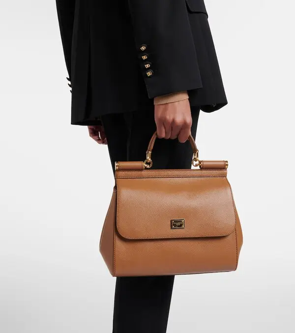 Dolce & Gabbana Sicily Large Leather Shoulder Bag - Brown