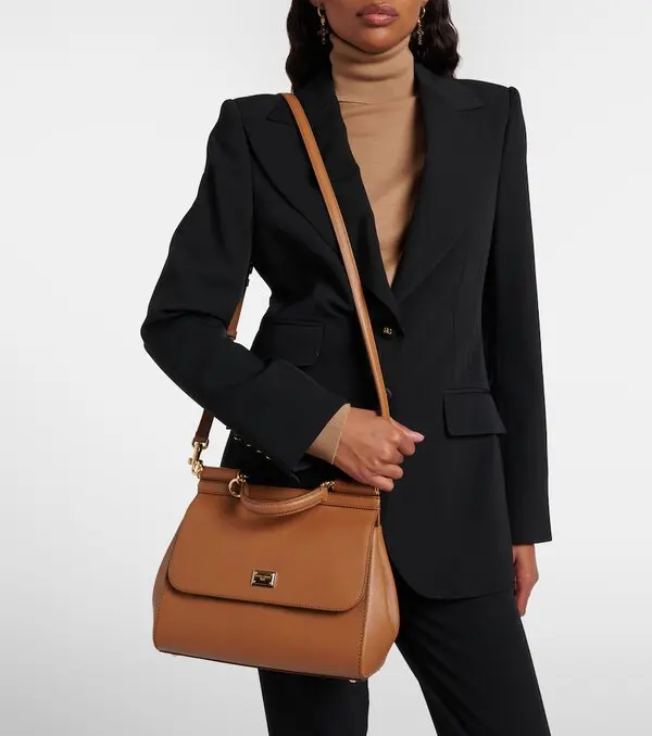 Dolce & Gabbana Sicily Large Leather Shoulder Bag - Brown