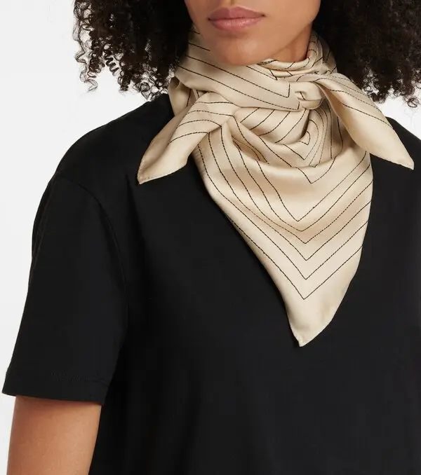 TOTEME Logo Embroidered Silk Scarf