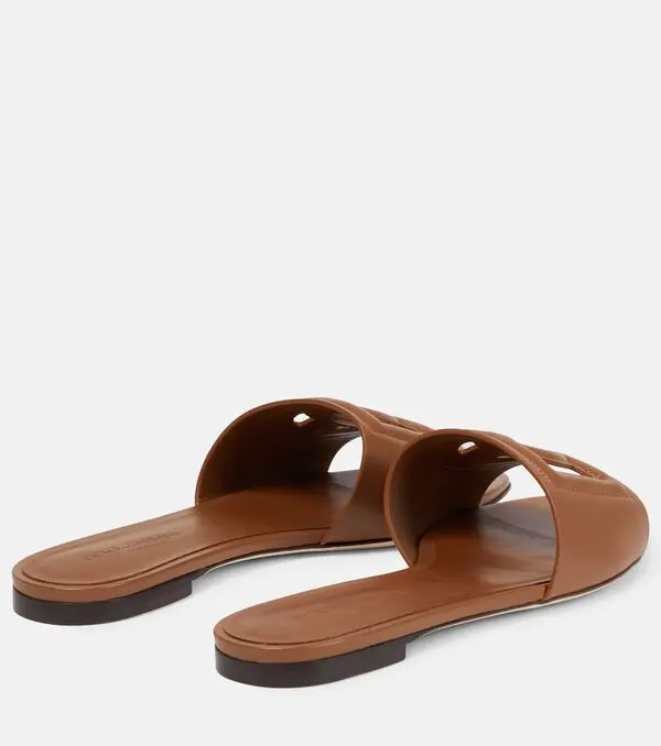 Dolce & Gabbana Leather Slides - Brown