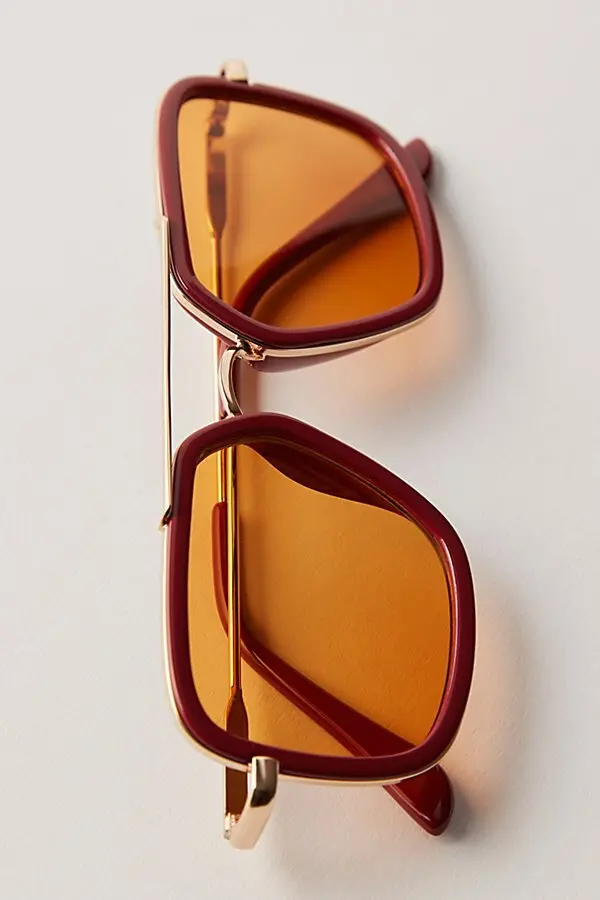 Free People Luna Classic Aviator Sunglasses - Cranberry And Toast