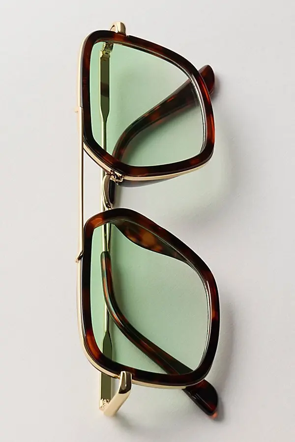 Free People Luna Classic Aviator Sunglasses - Tort Lime