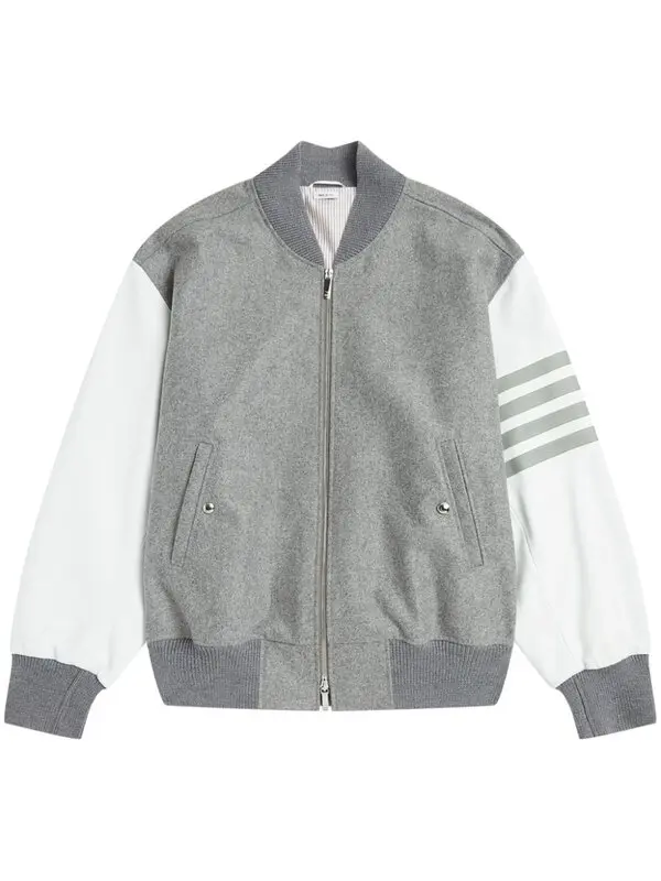Thom Browne 4-bar Stripe Bomber Jacket - Grey