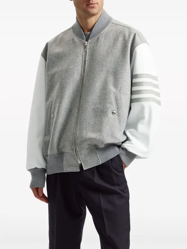 Thom Browne 4-bar Stripe Bomber Jacket - Grey
