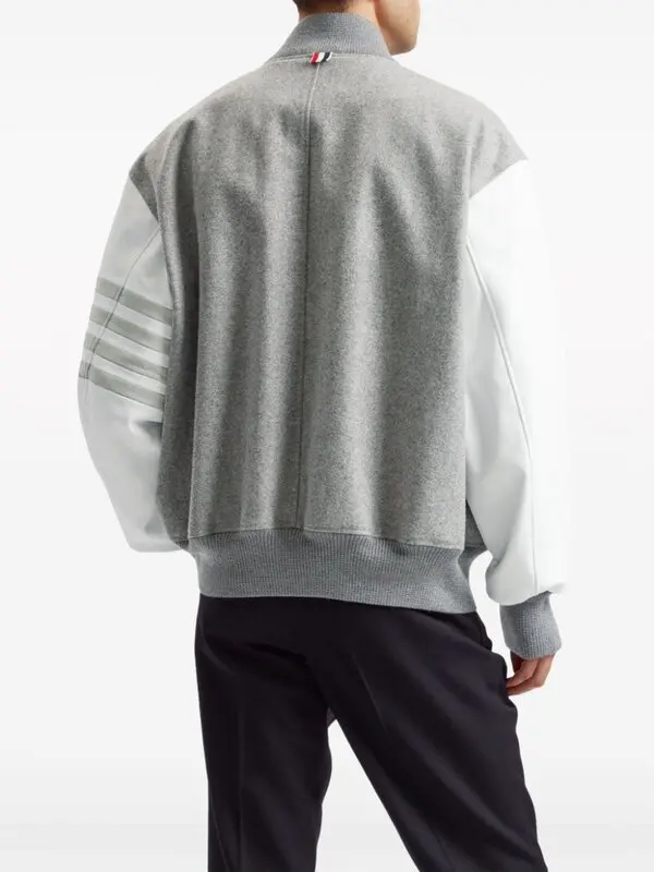 Thom Browne 4-bar Stripe Bomber Jacket - Grey