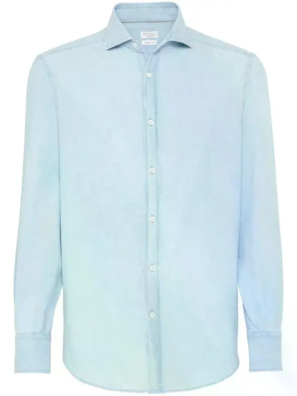 Brunello Cucinelli Spread-collar Shirt - Blue