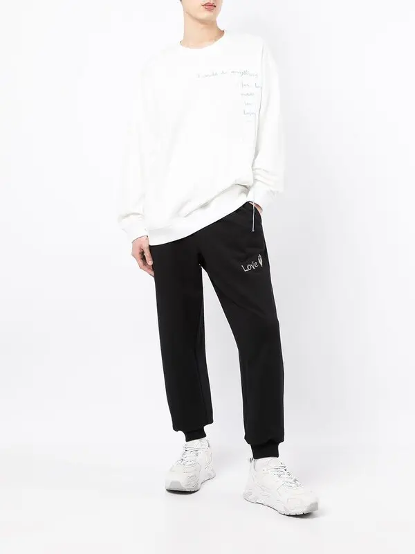 PORTS V Slogan-print Crew Neck Sweatshirt - White
