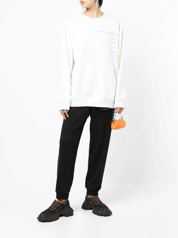 PORTS V Slogan-print Crew Neck Sweatshirt - White