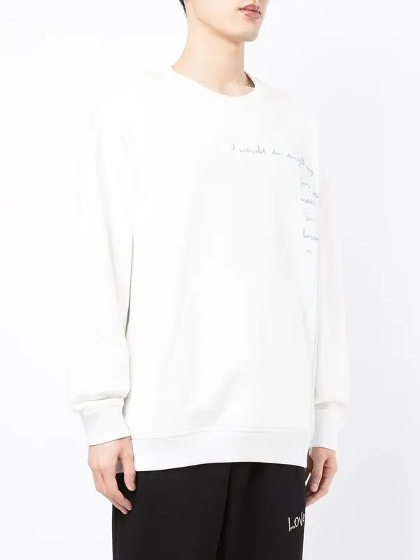 PORTS V Slogan-print Crew Neck Sweatshirt - White