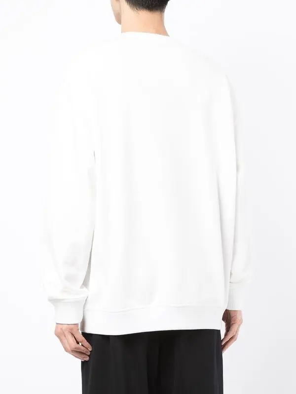 PORTS V Slogan-print Crew Neck Sweatshirt - White
