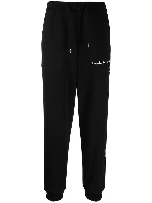 PORTS V Slogan-print Track Pants - Black