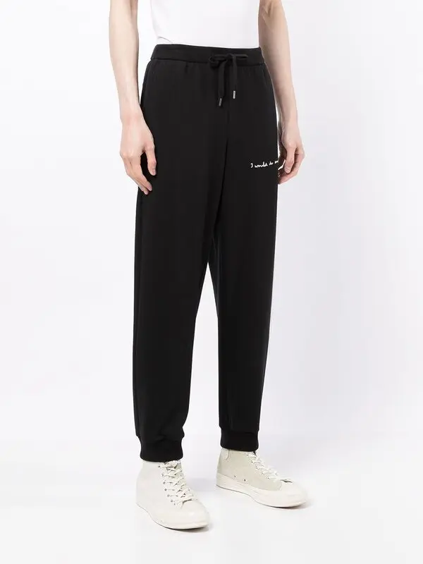 PORTS V Slogan-print Track Pants - Black