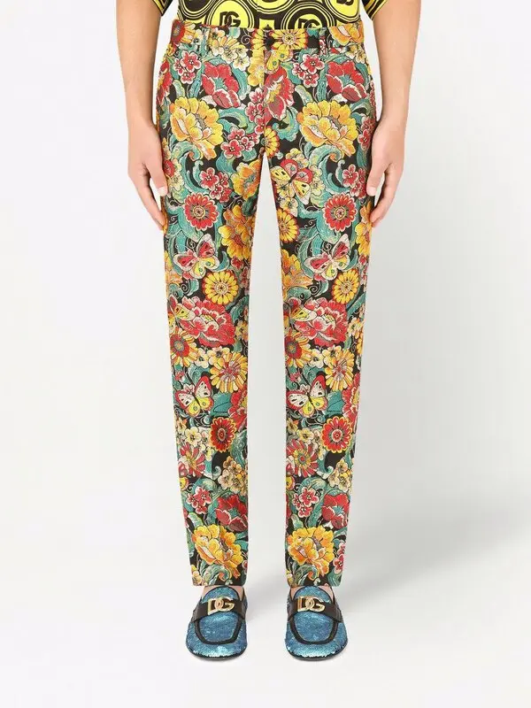Dolce & Gabbana Patterned Jacquard Trousers - Yellow
