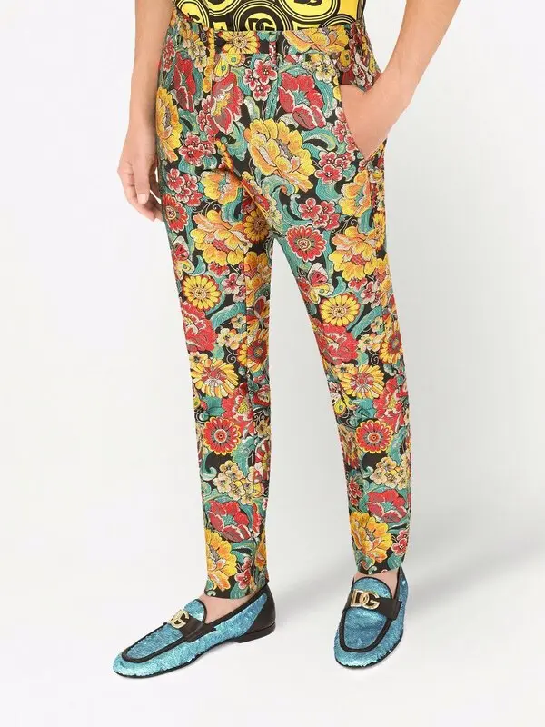 Dolce & Gabbana Patterned Jacquard Trousers - Yellow