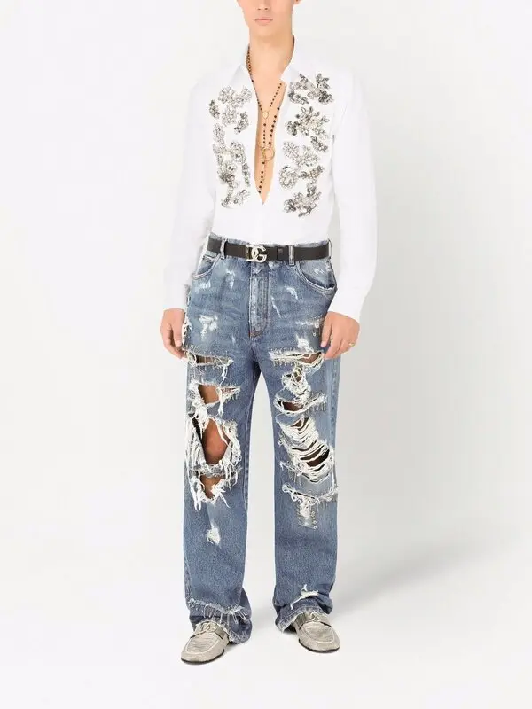 Dolce & Gabbana Ripped Loose-fit Jeans