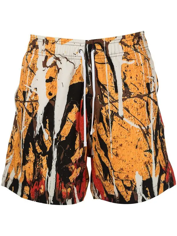Amiri Paint-splatter Shorts - Yellow