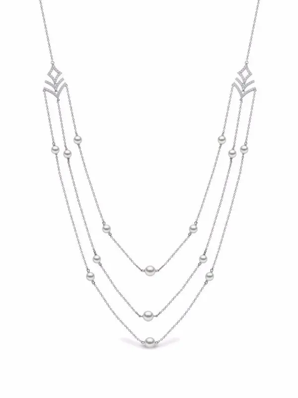 Yoko London 18kt White Gold Pearl And Diamond Necklace - Silver