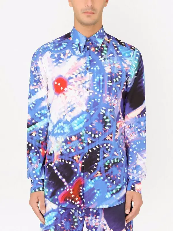 Dolce & Gabbana Graphic Print Long-sleeve Shirt - Blue