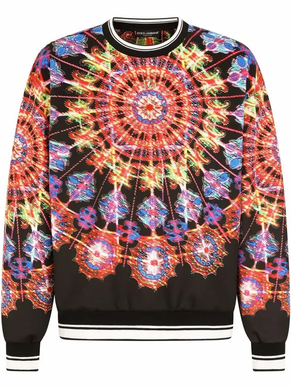 Dolce & Gabbana Illumination-print Technical Jersey Sweatshirt - Black