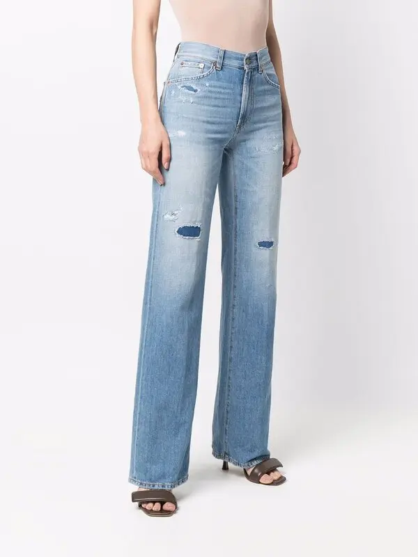 DONDUP Distressed Wide-leg Jeans - Blue