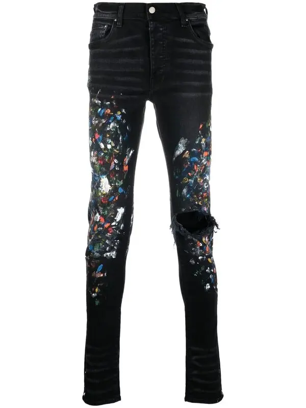 Amiri Paint Print Skinny Jeans