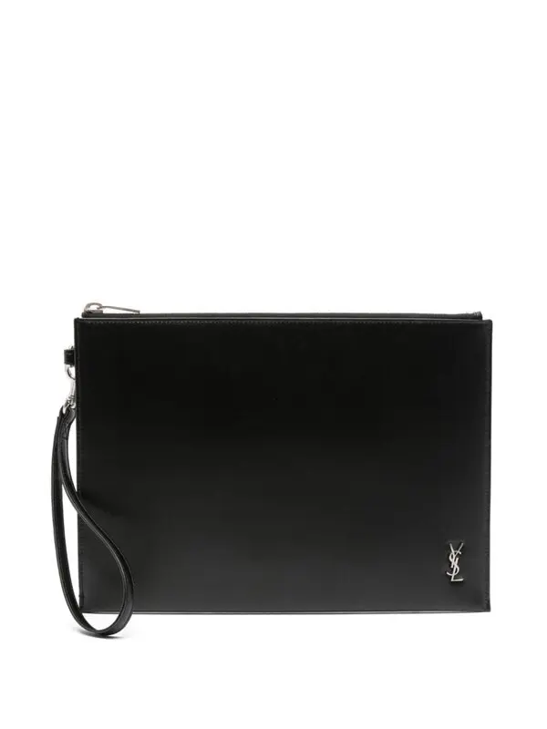 Saint Laurent Cassandre Leather Tablet Case - Black
