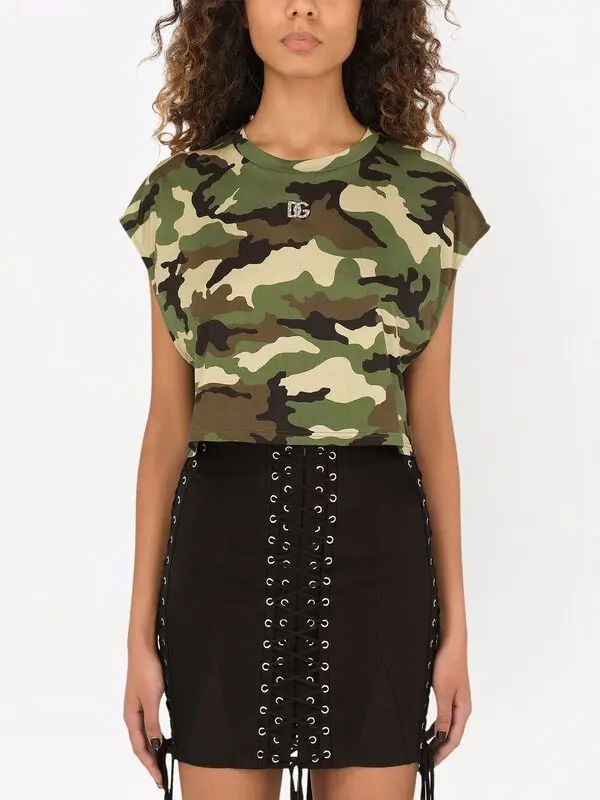 Dolce & Gabbana Camouflage-print Cropped T-shirt