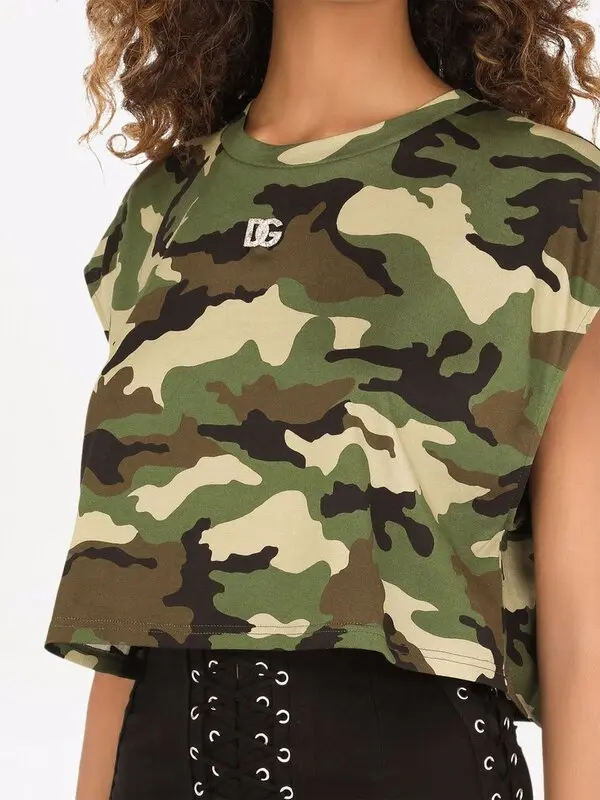 Dolce & Gabbana Camouflage-print Cropped T-shirt