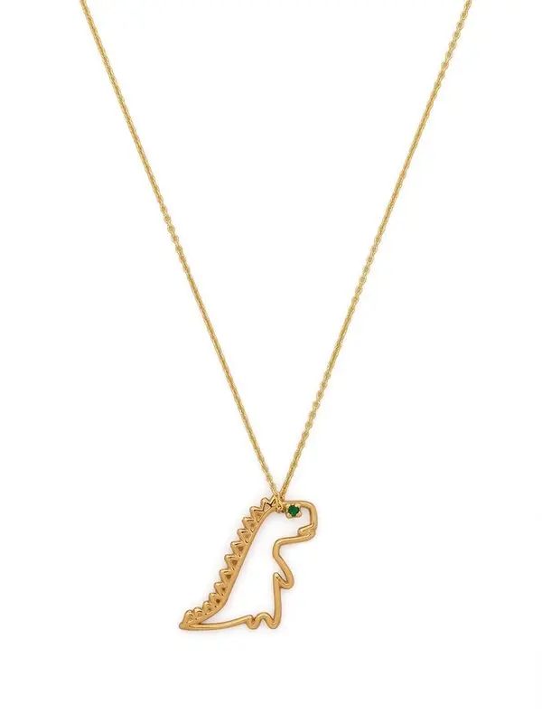 ALIITA 9kt Yellow Dinosaur Emerald Pendant Necklace - Gold