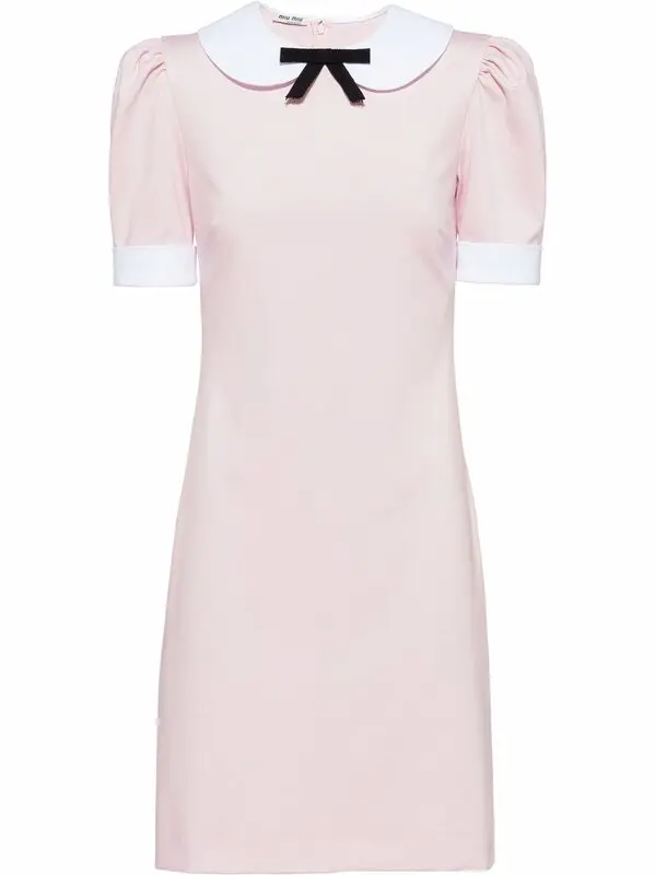 Miu Miu Peter-Pan Collar Bow-Detail Dress - Pink | Editorialist