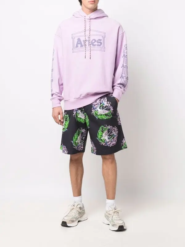 MSGM Graphic-print Straight-leg Shorts