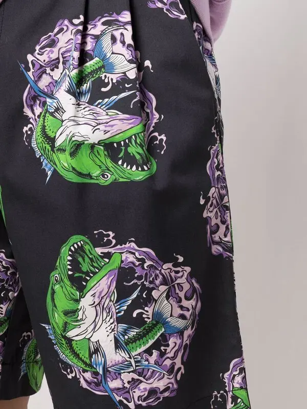 MSGM Graphic-print Straight-leg Shorts
