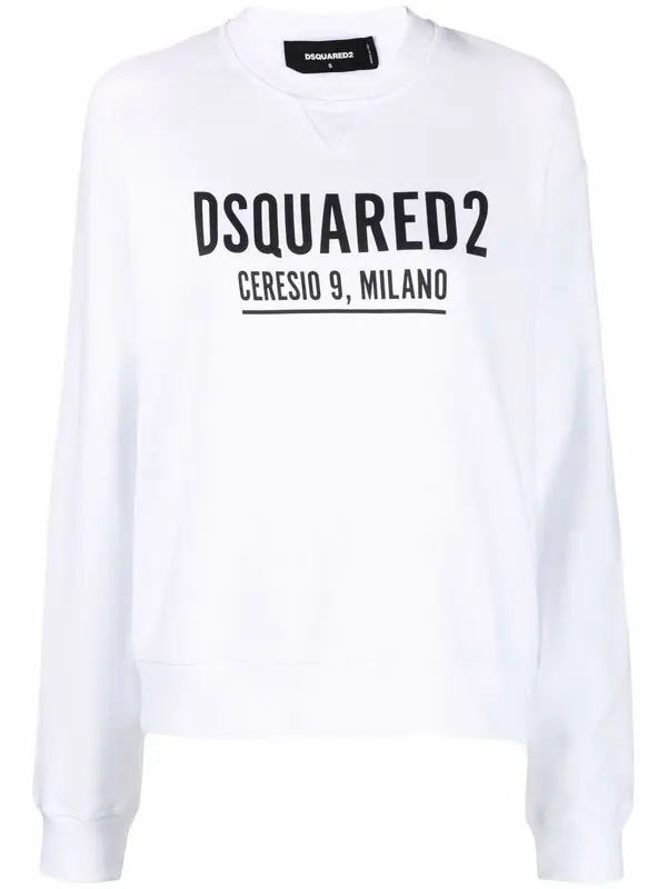 Dsquared2 Logo Print Crew Neck Sweatshirt - White