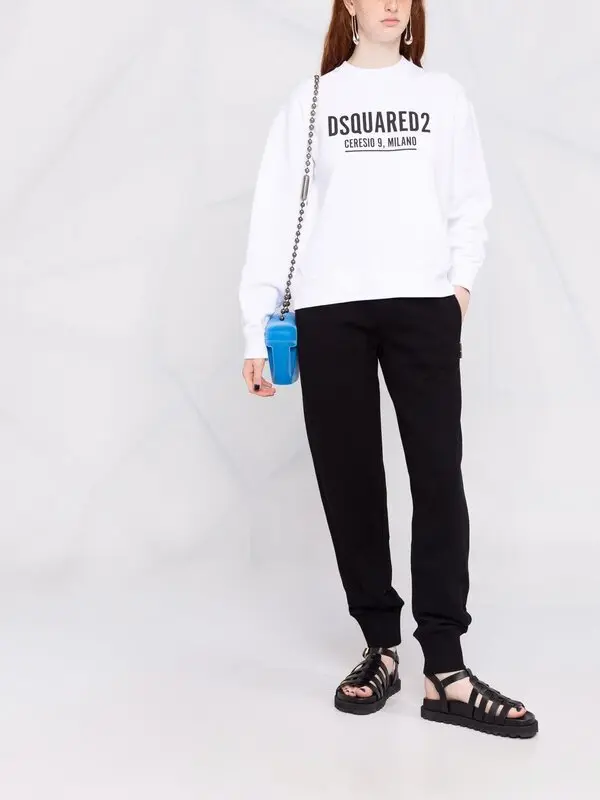 Dsquared2 Logo Print Crew Neck Sweatshirt - White