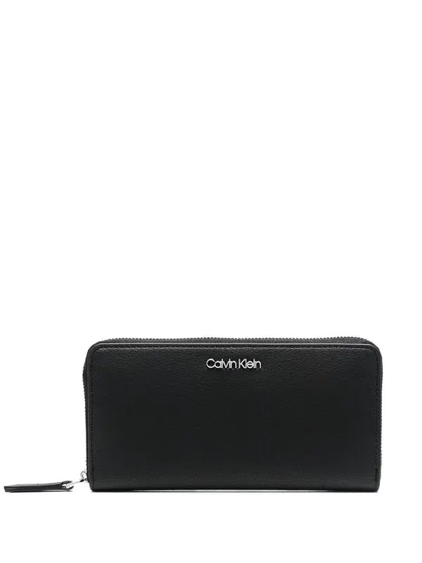 Calvin Klein Logo-lettering Zip-around Wallet - Black