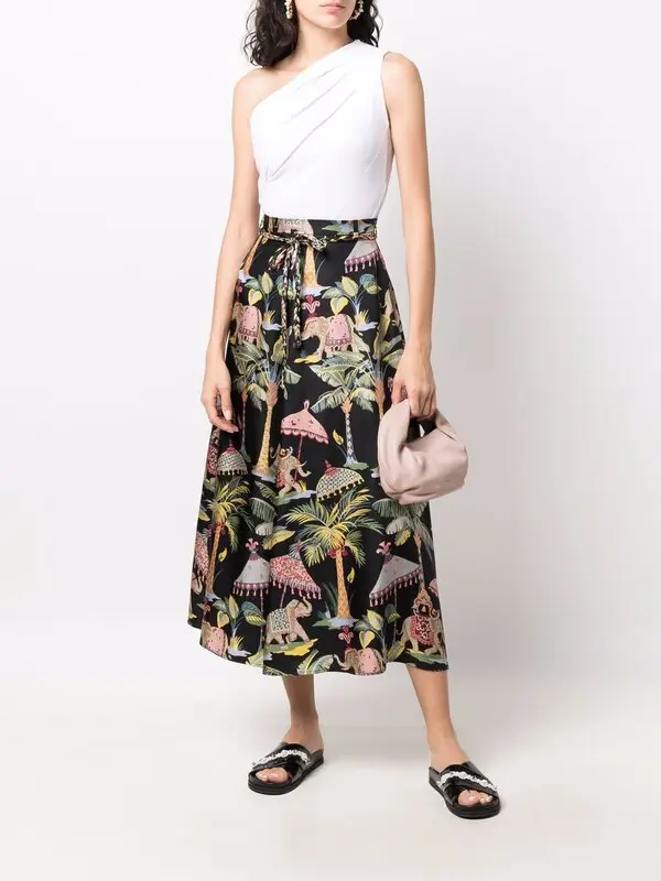Red Valentino Mid-length Printed Silk Skirt