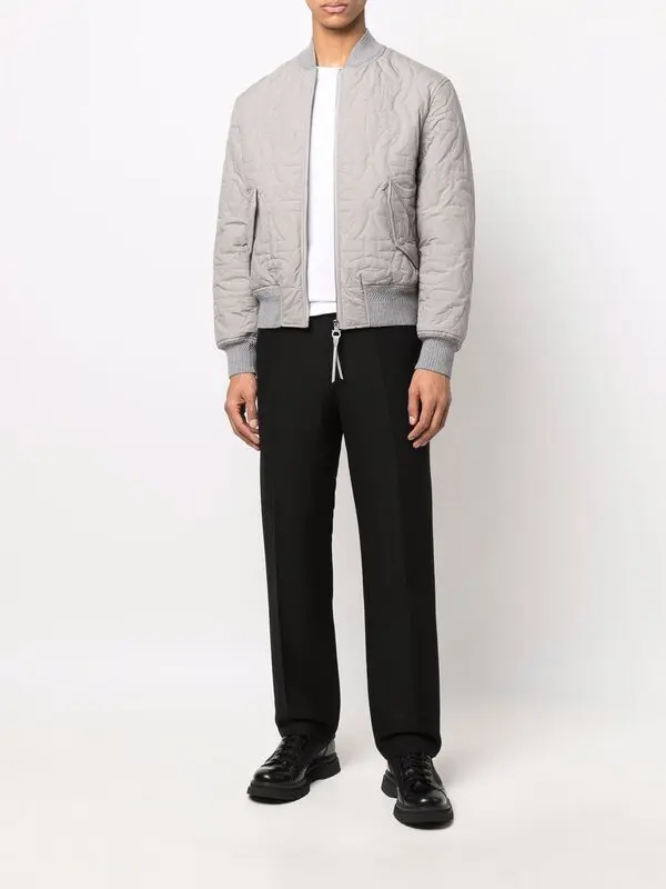 FERRAGAMO Gancini-logo Bomber Jacket - Grey