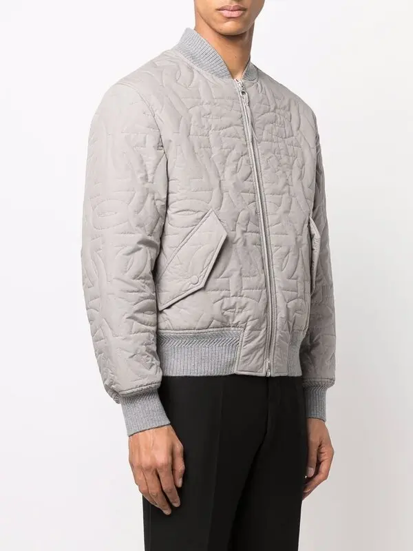 FERRAGAMO Gancini-logo Bomber Jacket - Grey