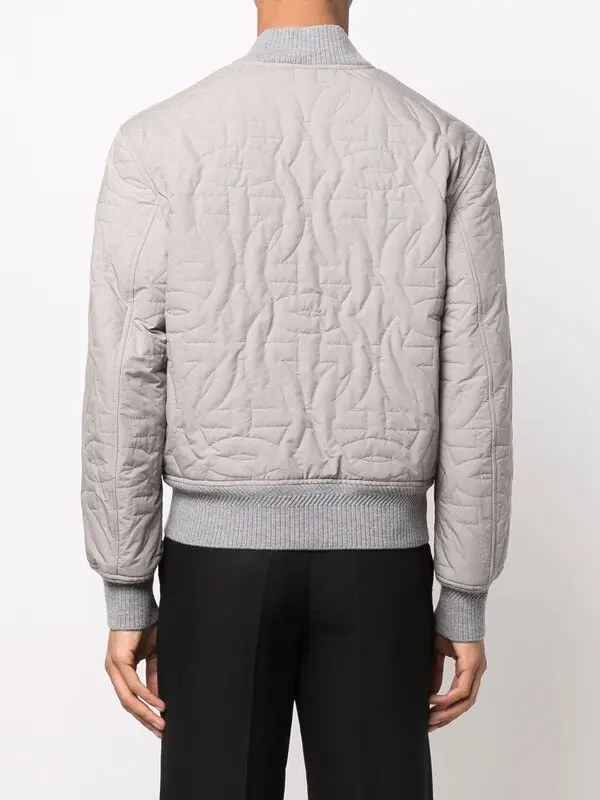 FERRAGAMO Gancini-logo Bomber Jacket - Grey