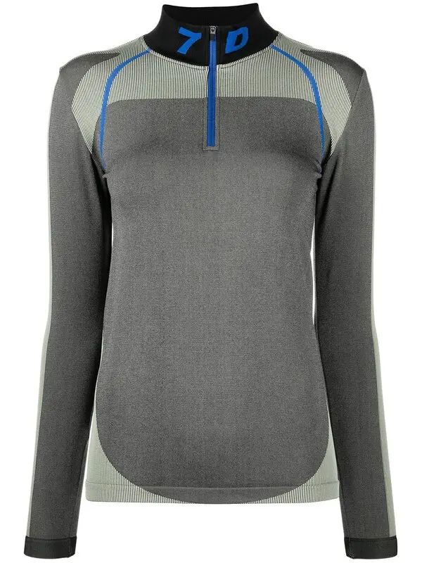 7 DAYS ACTIVE Half-zip Funnel Neck Top - Grey