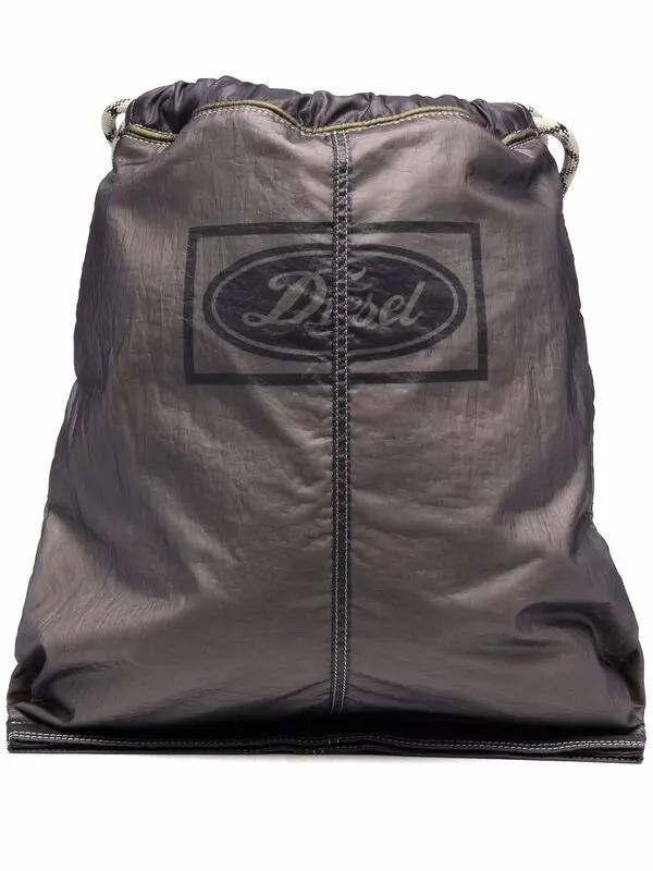 DIESEL® Logo-print Drawstring Backpack - Grey