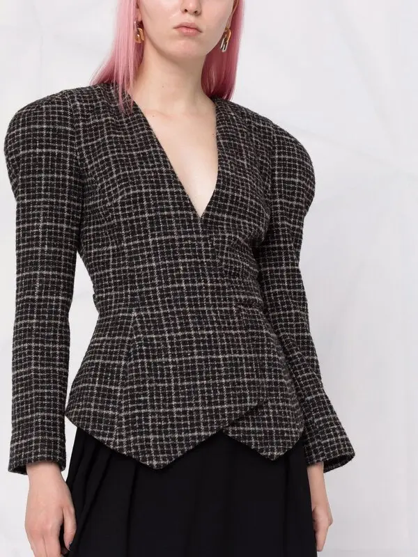 ULYANA SERGEENKO Check Wrap-style Blazer