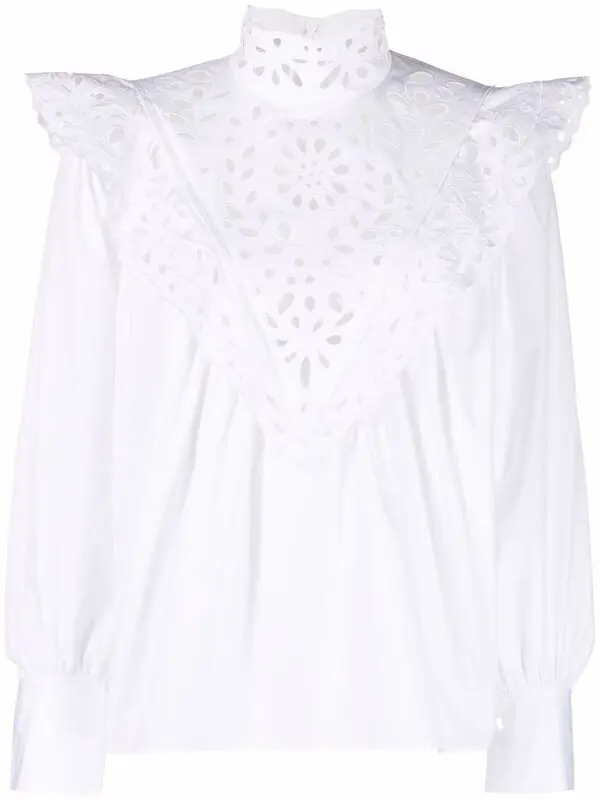 Chloé High-neck Broderie Anglaise Blouse
