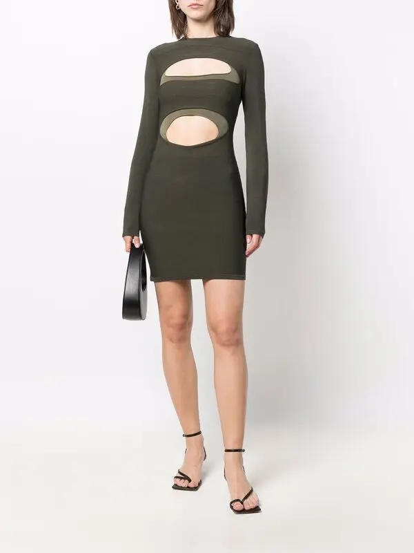 green emerald velvet dress Dion Lee // Green Ribbed V-Neck Dress – VSP Consignment main image 1