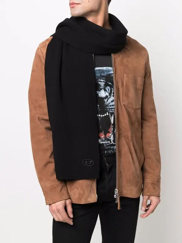 DIESEL® K-coder Ribbed Wool-blend Scarf - Black