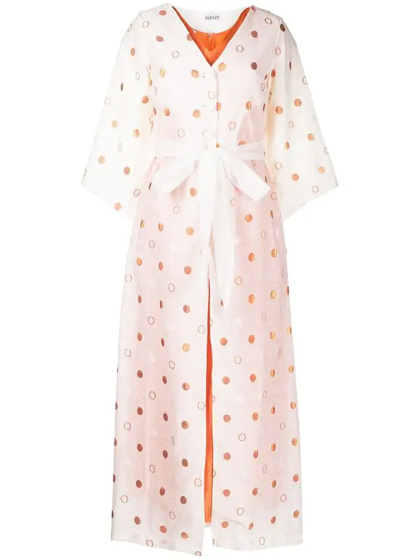 BARUNI Polka-dot Pattern Kaftan - White