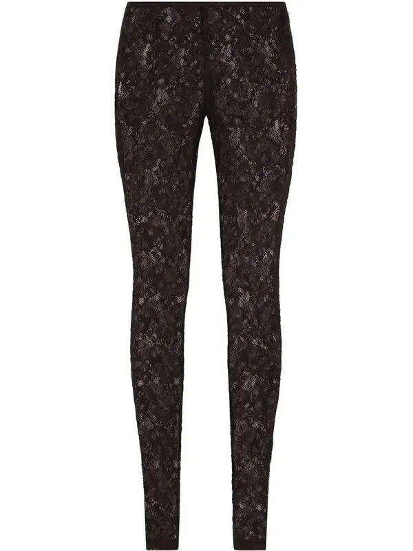Dolce & Gabbana Floral-lace Slim-cut Leggings