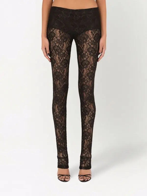 Dolce & Gabbana Floral-lace Slim-cut Leggings